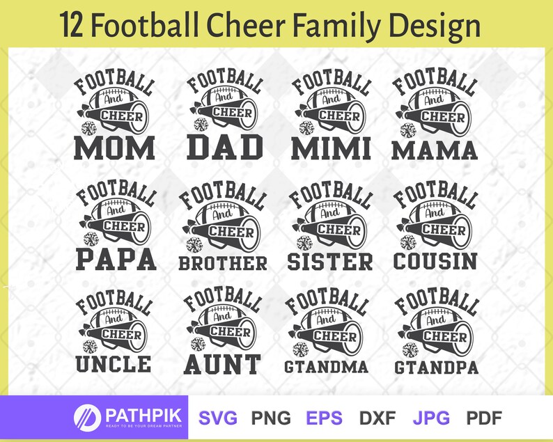 Football Cheer Family SVG Bundle, Football and Cheer Mom SVG T Shirt ...