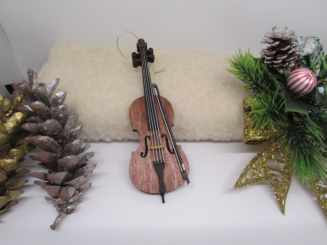 Cello With Bow Christmas Ornament; Musical Instrument Ornament; Laser ...