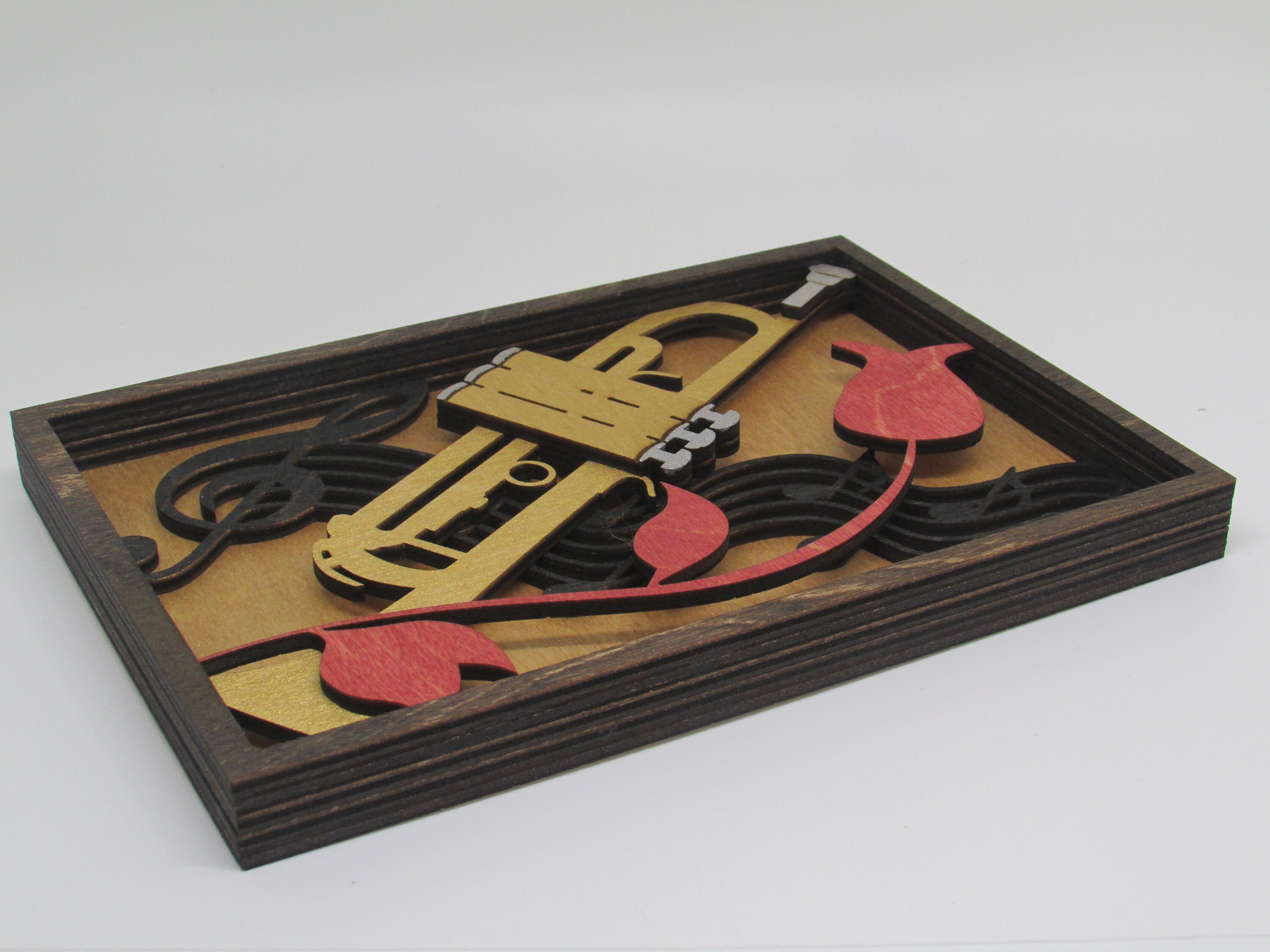 Trumpet Plaque, Wall Art Laser Cut Baltic Birch Layered Wood Picture - Etsy