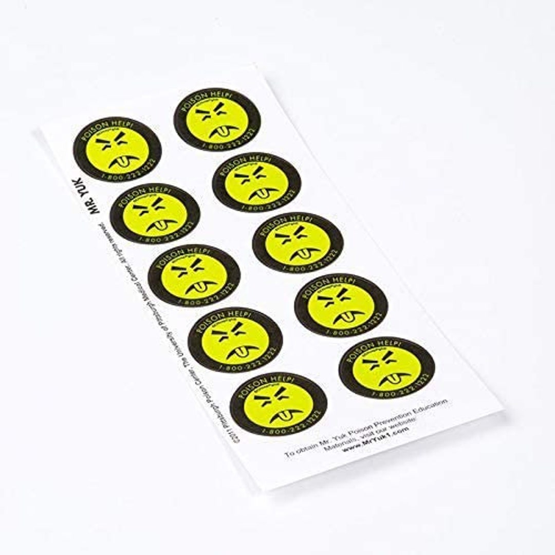 Mr. Yuk Stickers Posion Control Stickes, Official Mr. Yuk Sticker Packs ...