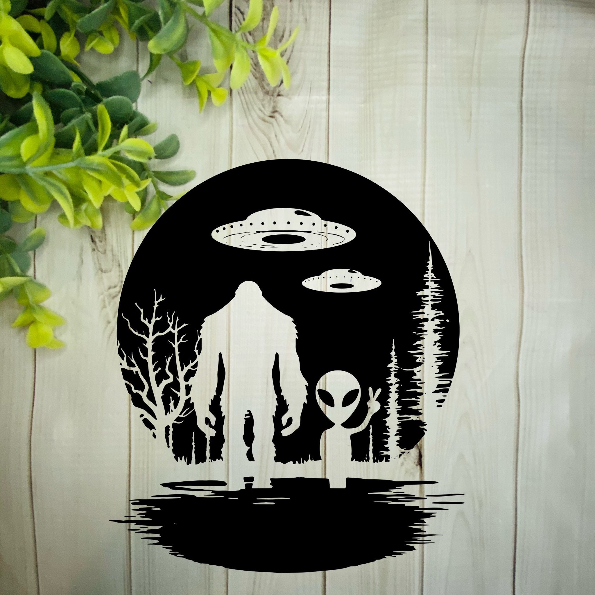 Big Foot decal Alien decal Alien UFO Car decal Big Foot | Etsy