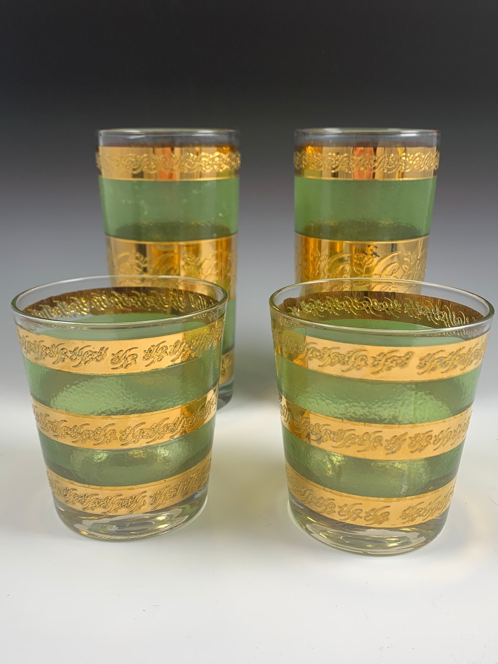 Starlyte Signed 22k Vintage Gold and Green Glassware | Etsy