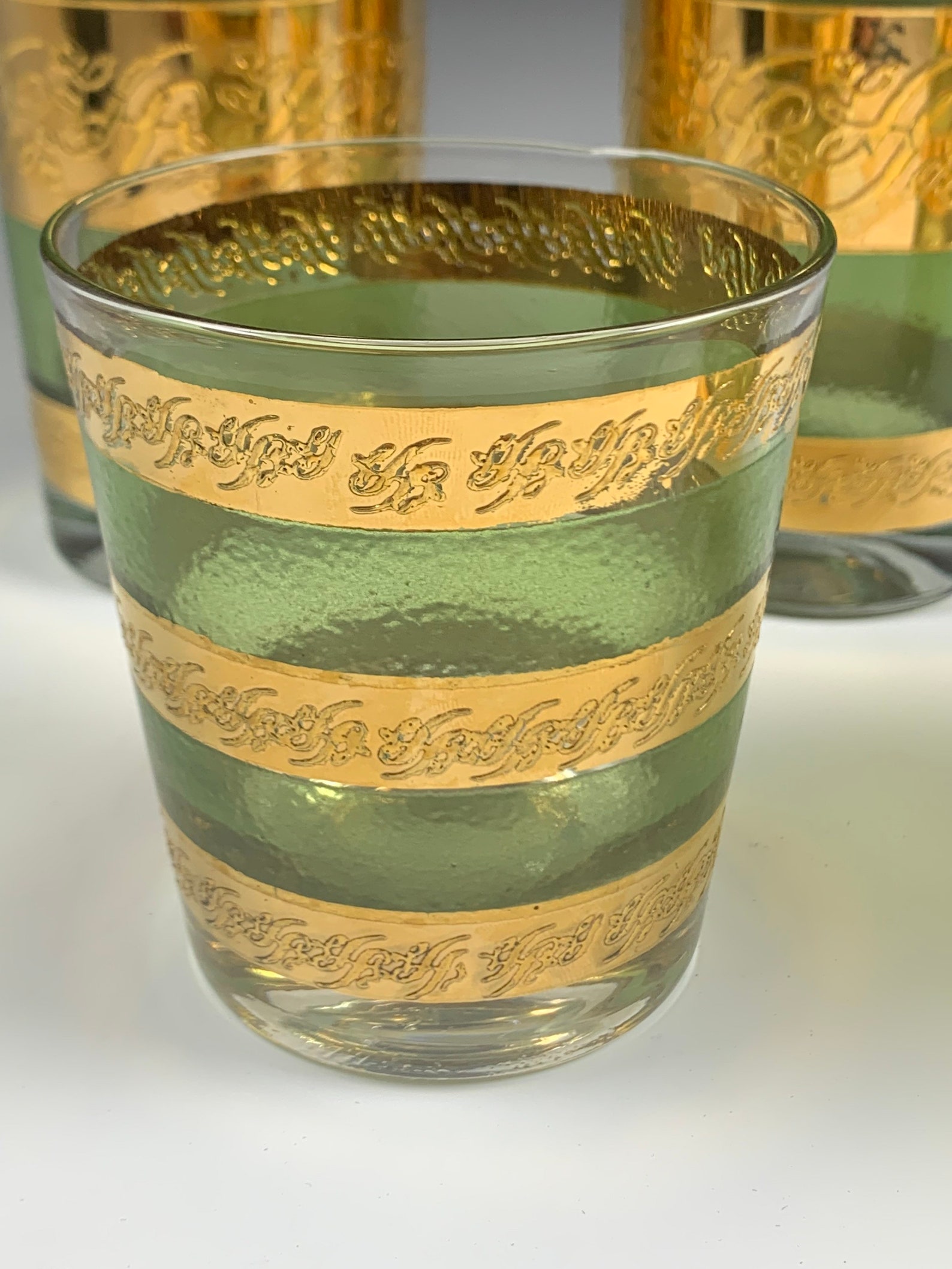 Starlyte Signed 22k Vintage Gold and Green Glassware | Etsy