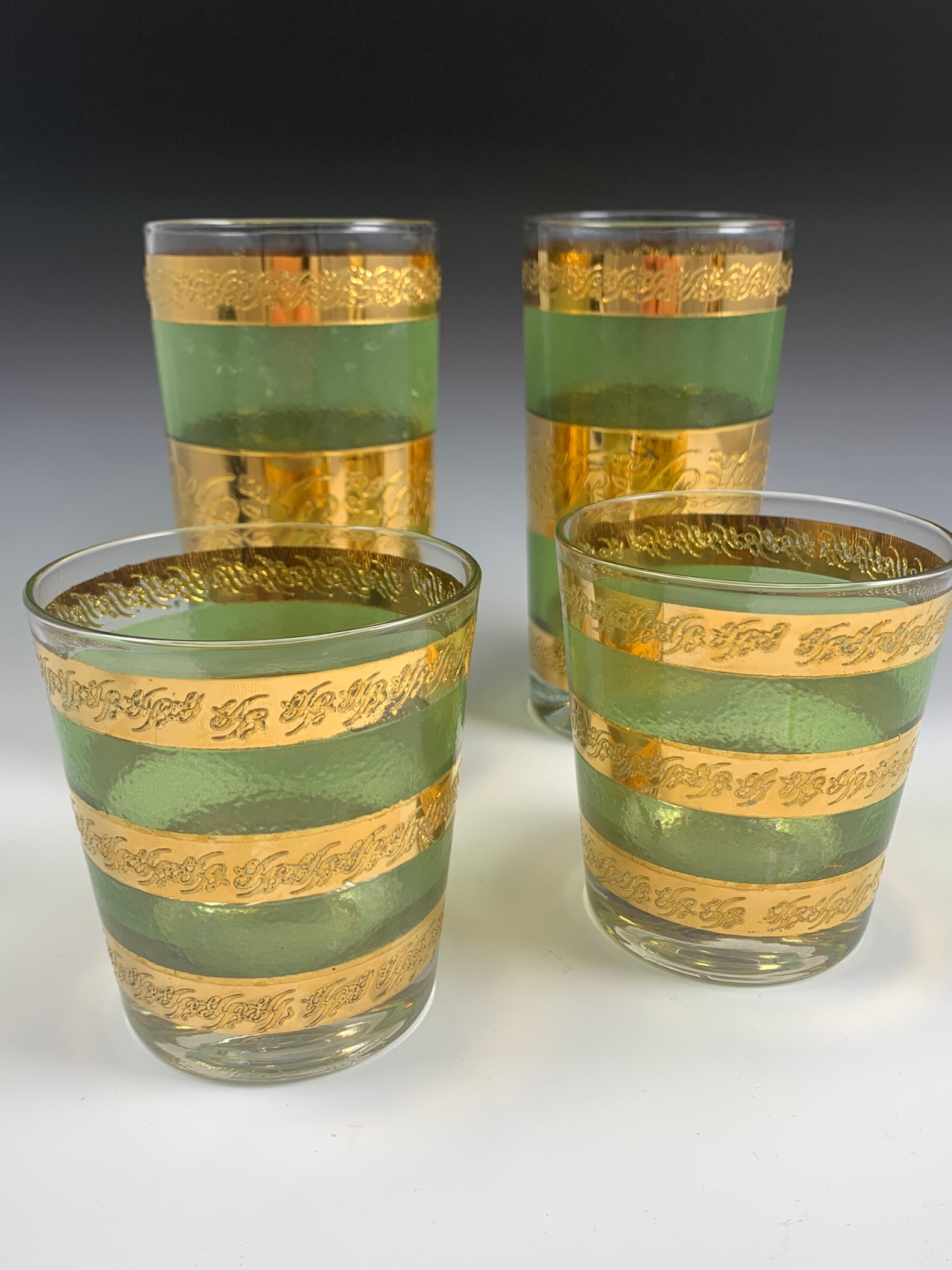 Starlyte Signed 22k Vintage Gold and Green Glassware | Etsy