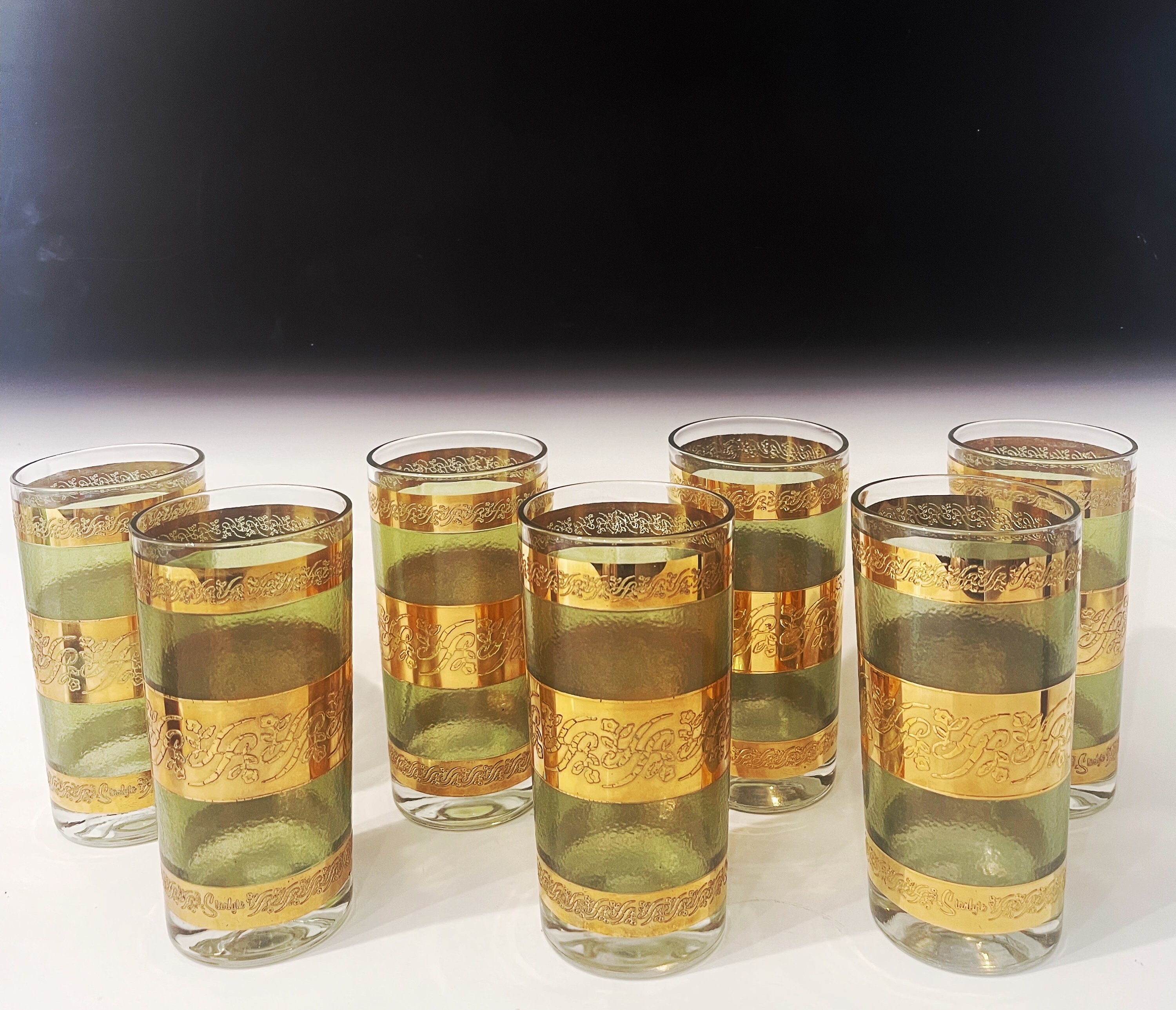 Starlyte Signed 22k Vintage Gold and Green Glassware - Etsy