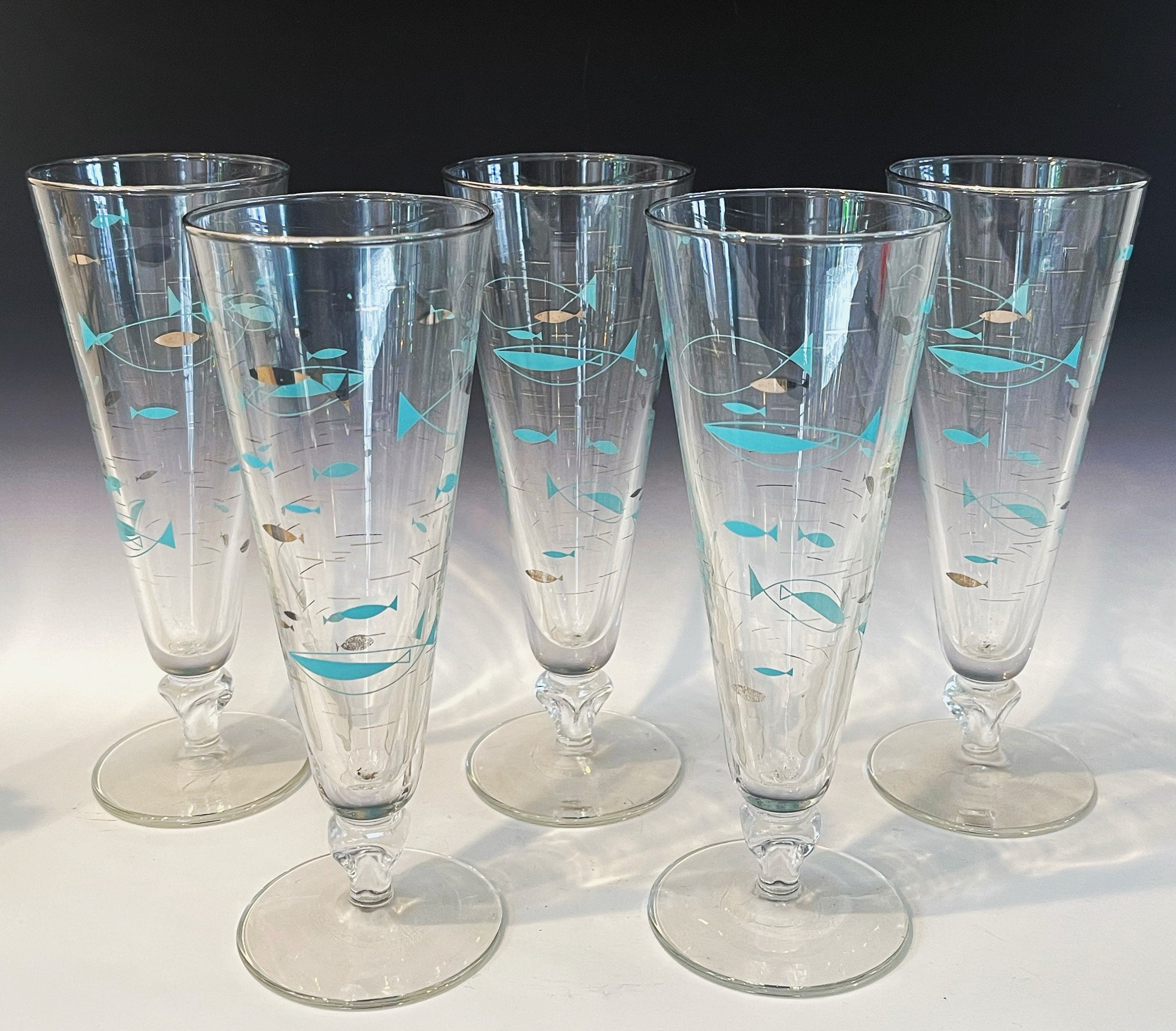 Libbey Atomic Fish Pilsner Glasses. - Etsy