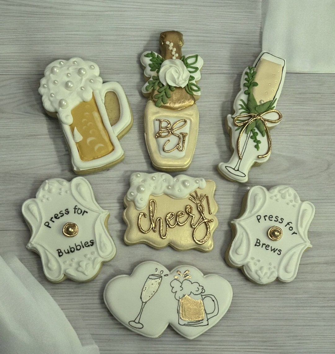 Personalized Wedding Shower Cookies: Bubbles & Brews Favors - Etsy
