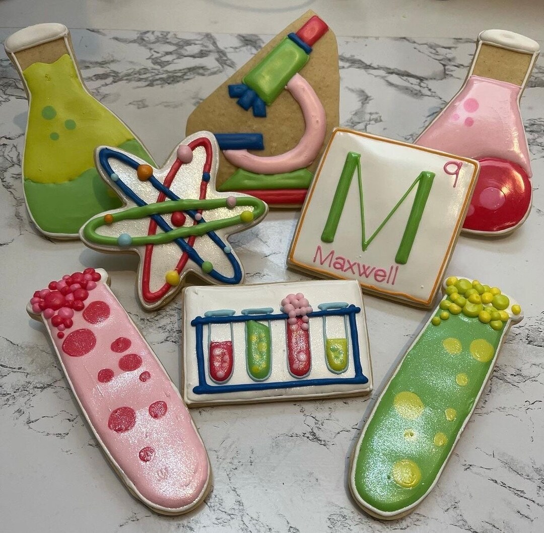 Custom Personalized Royal Icing Decorated Science Scientist Molecule ...