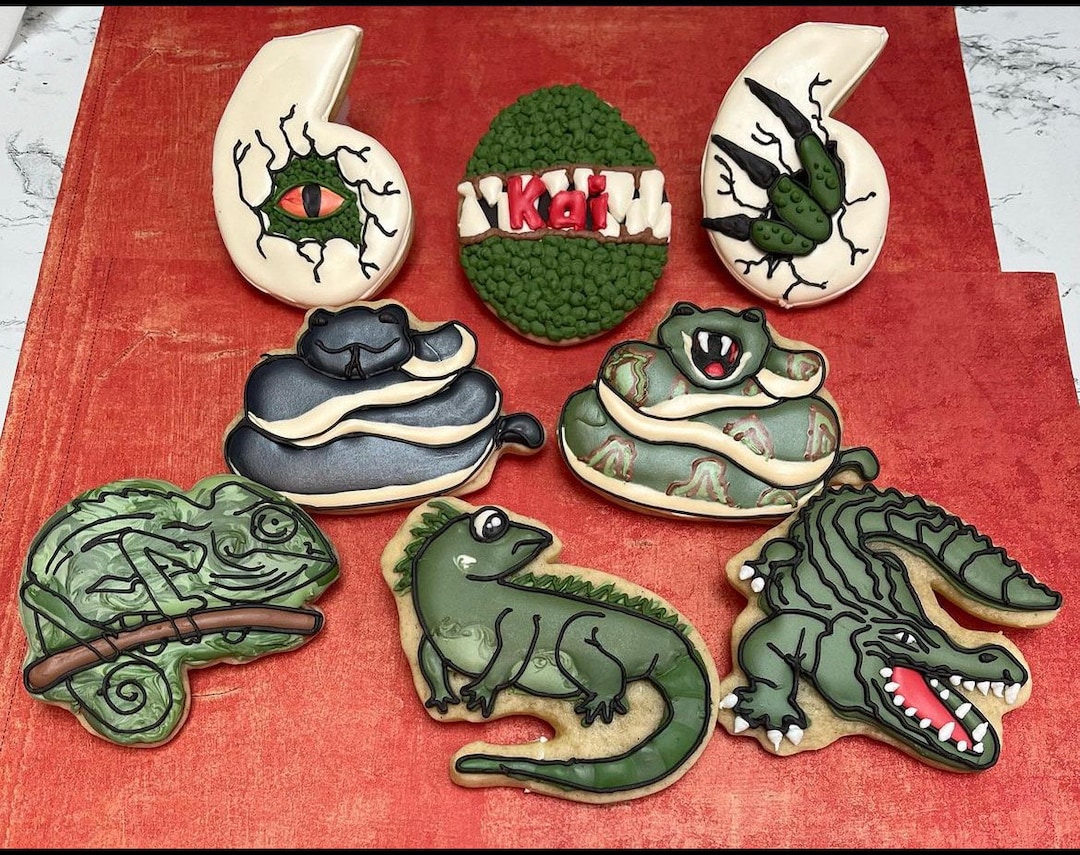 Custom Reptile Sugar Cookies: Lizard, Snake, Iguana Birthday Favors - Etsy