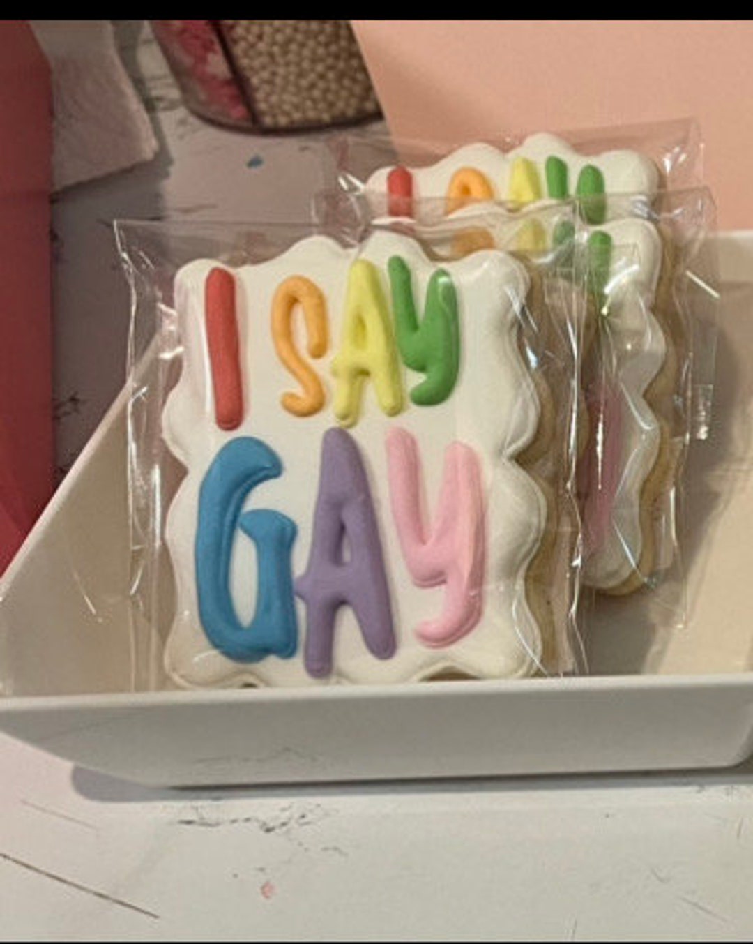 Custom Personalized Pride Month Say Gay Decorated Royal Icing Sugar ...