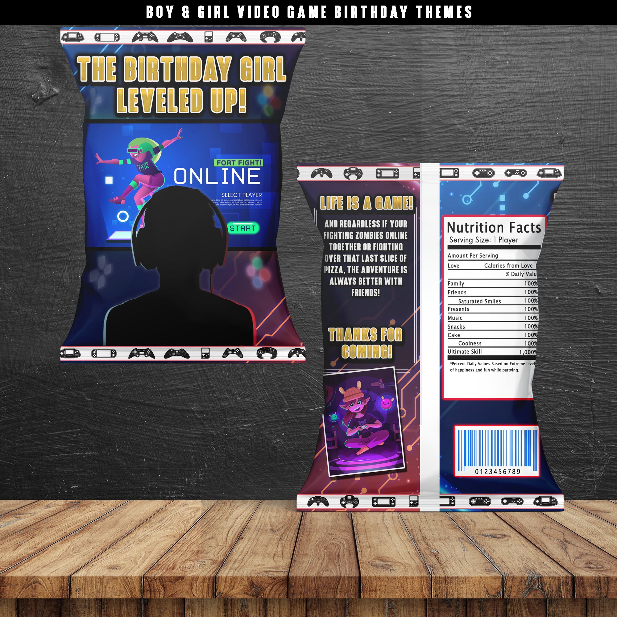 NOT PERSONALIZED Video Game Arcade Chip Wrap Bag Birthday - Etsy