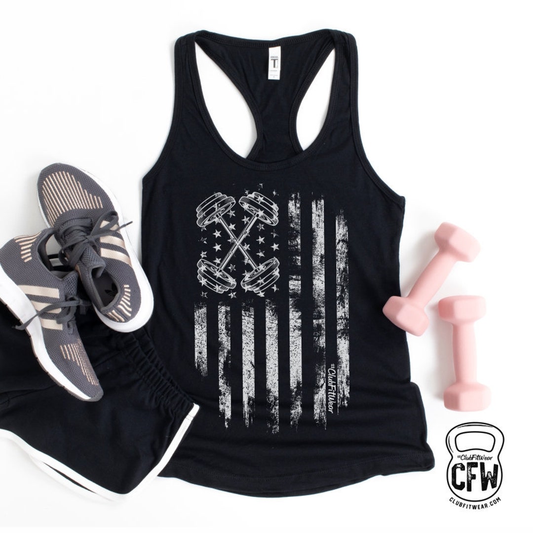 Barbell Flag Workout Tank, Clubfitwear, Racerback Tank (wh127/124) - Etsy