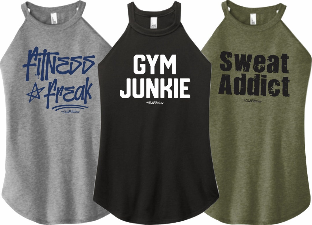 Gym Junkie Rocker Tank or Tee Bundle - Clubfitwear (wh286, Blk98, Nvy51 ...