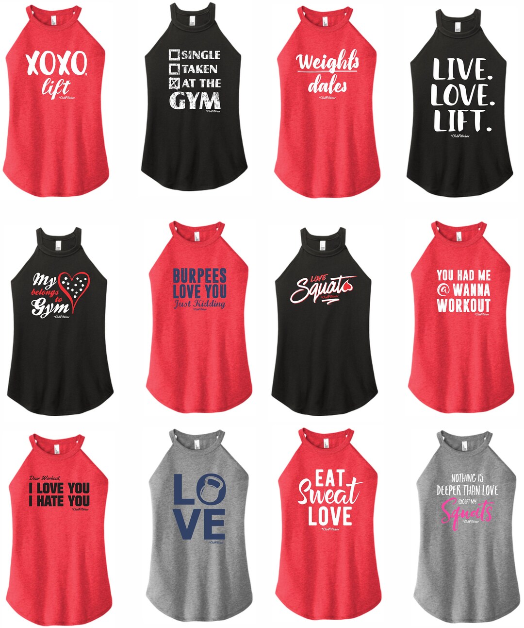 Valentines Day - High Neck Rocker Tanks 2 - Clubfitwear - Etsy