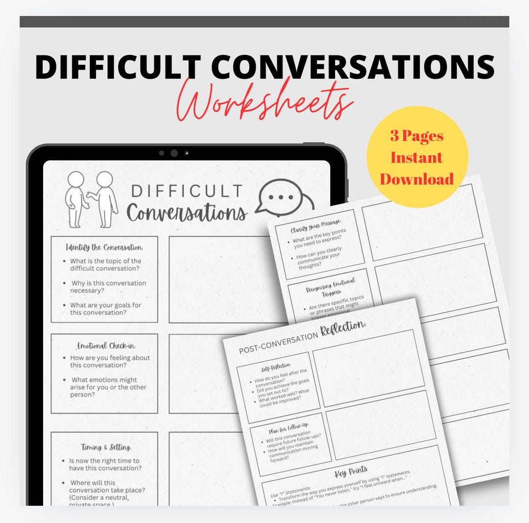 How to Have Difficult Conversations Worksheet Conflict Resolution ...
