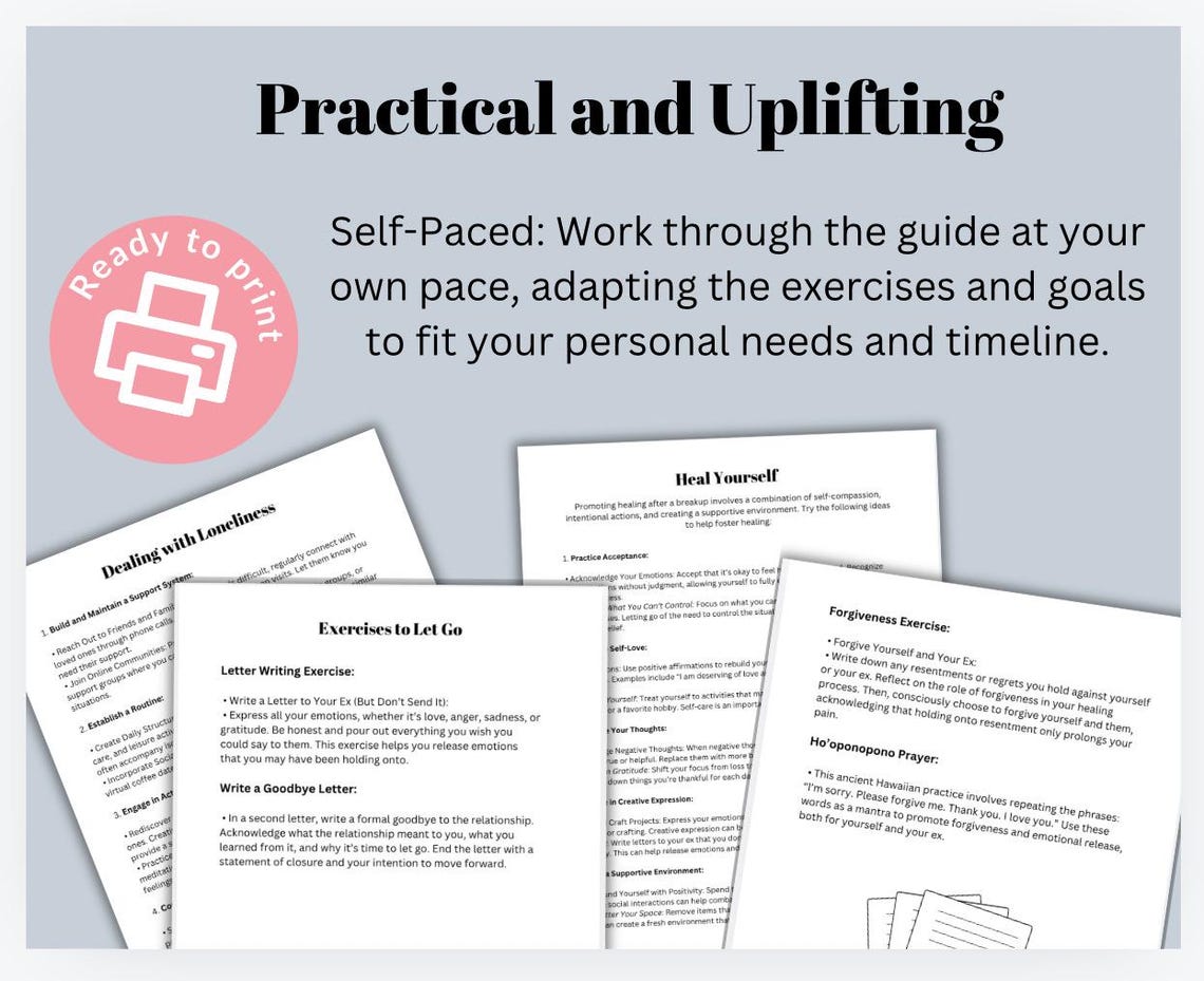 Breakup Healing Guide Worksheets to Heal From Relationship Survival ...