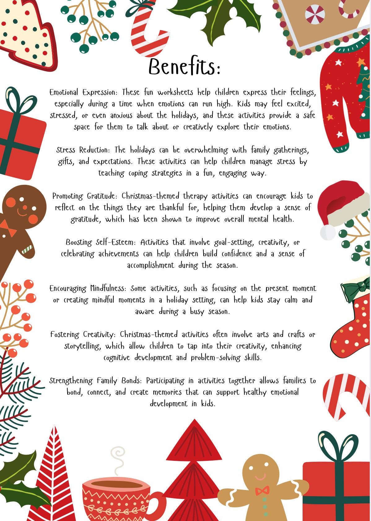 Kids Christmas Therapy Worksheets: Emotional Check-in Activities ...