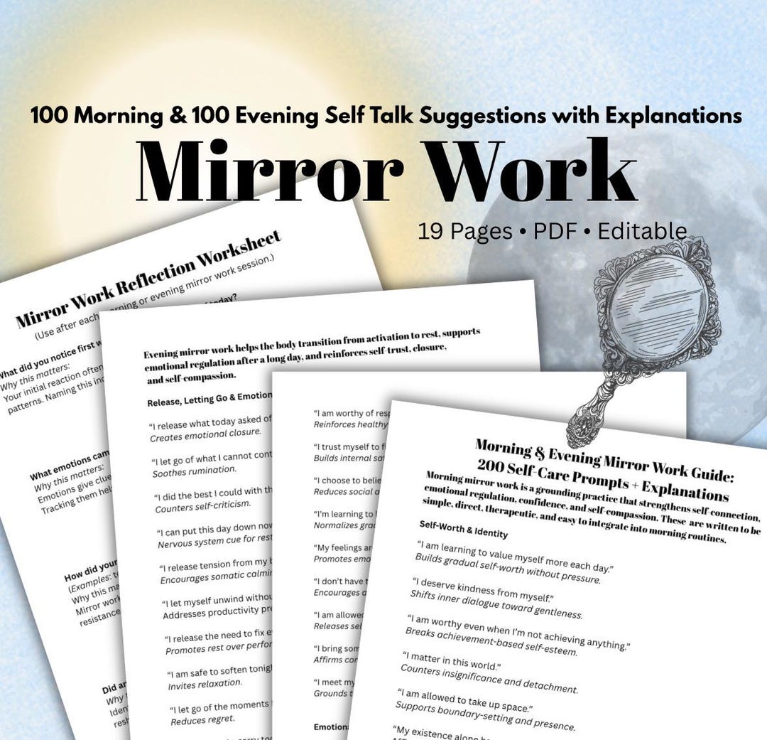Mirror Work Bundle Digital Self-care Therapist Pack Affirmations, Self ...