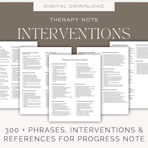 Therapy Interventions Cheat Sheets Clinical Terms Guide List Reference ...