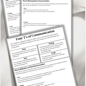 Effective Communication Worksheet the Four T’s Template Teens & Adults ...