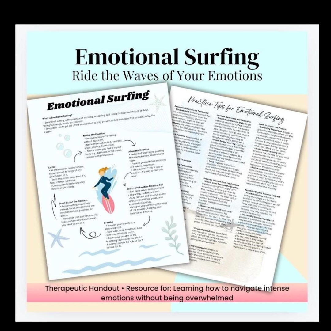 Emotional Surfing Graphic Ride the Wave Therapist Toolkit Therapy ...