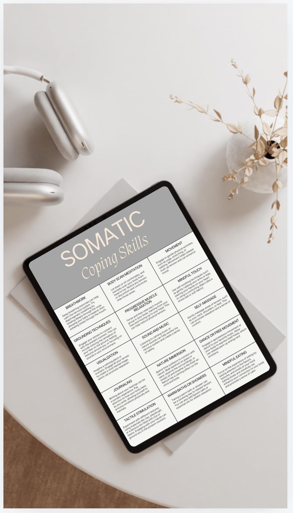 Somatic Therapy Coping Skills Somatic Tecniques Cheat Sheet Emotional ...