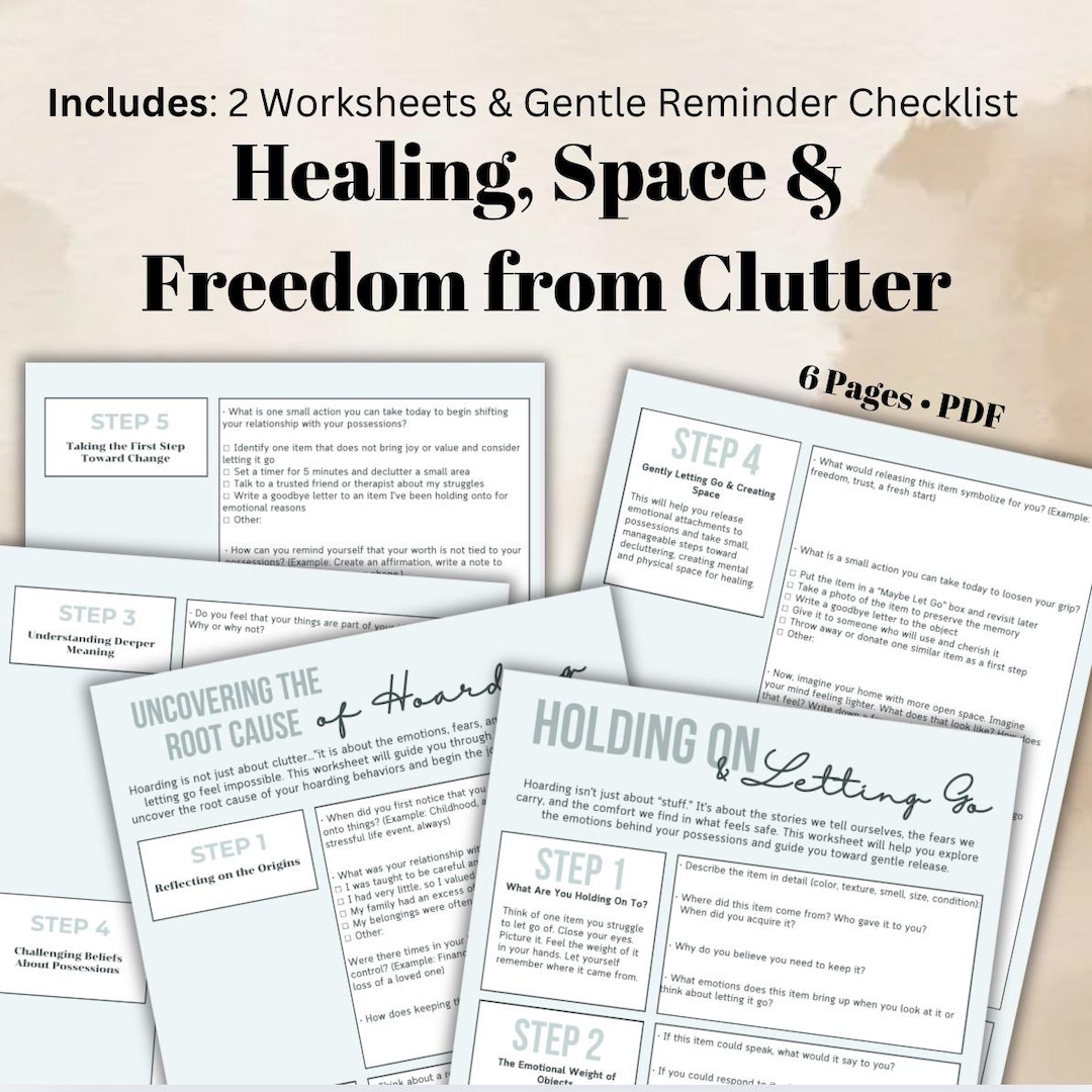 Hoarding Recovery Workbook, Worksheets for Letting Go, Healing & Creating Space Emotional ...