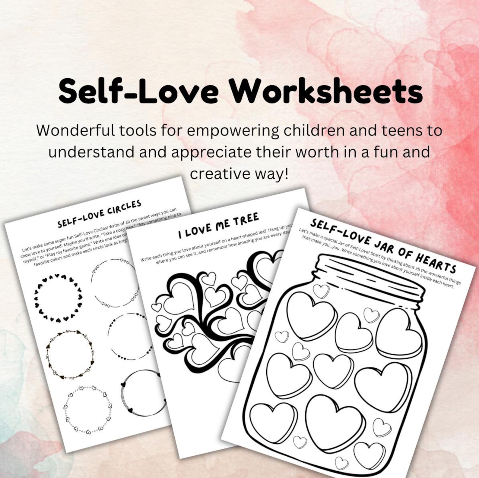 Children Self Love Confidence Worksheets for Kids and Teens Play ...