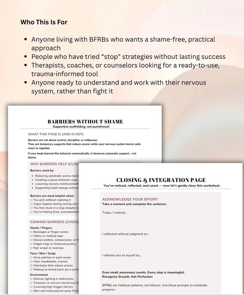 BFRB Workbook, Shame-free Skin Picking, Hair Pulling, Nail Biting (PDF ...