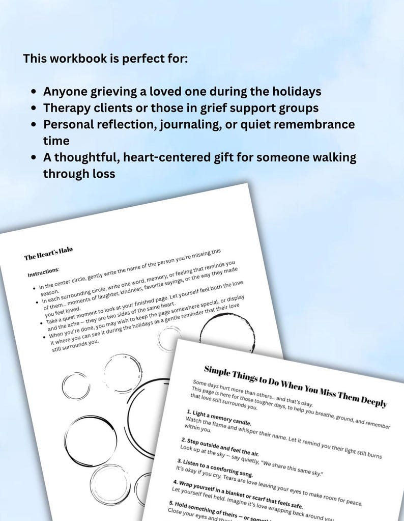 Missing Loved One During Holidays Printable Worksheet Healing ...