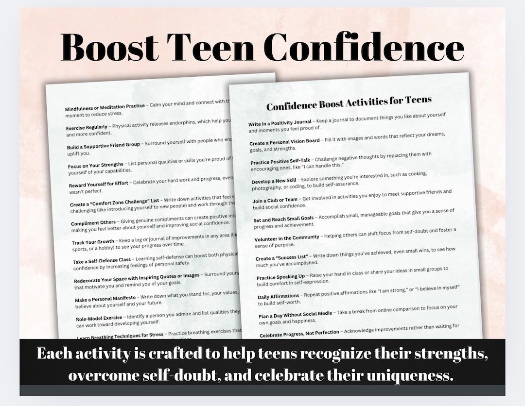 Teen Confidence Boost Activities Guide to Build Self Confidence in ...
