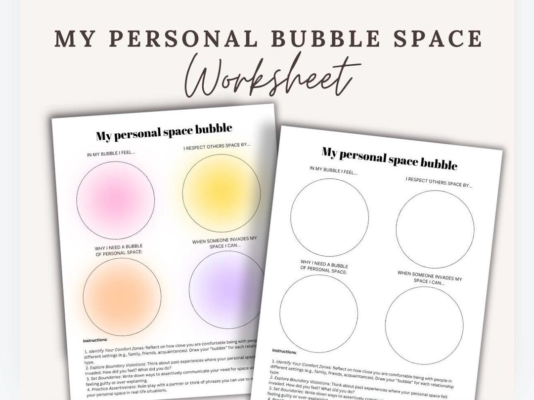 My Personal Space Activity Social Skills Tool Comfort Zones Worksheet ...