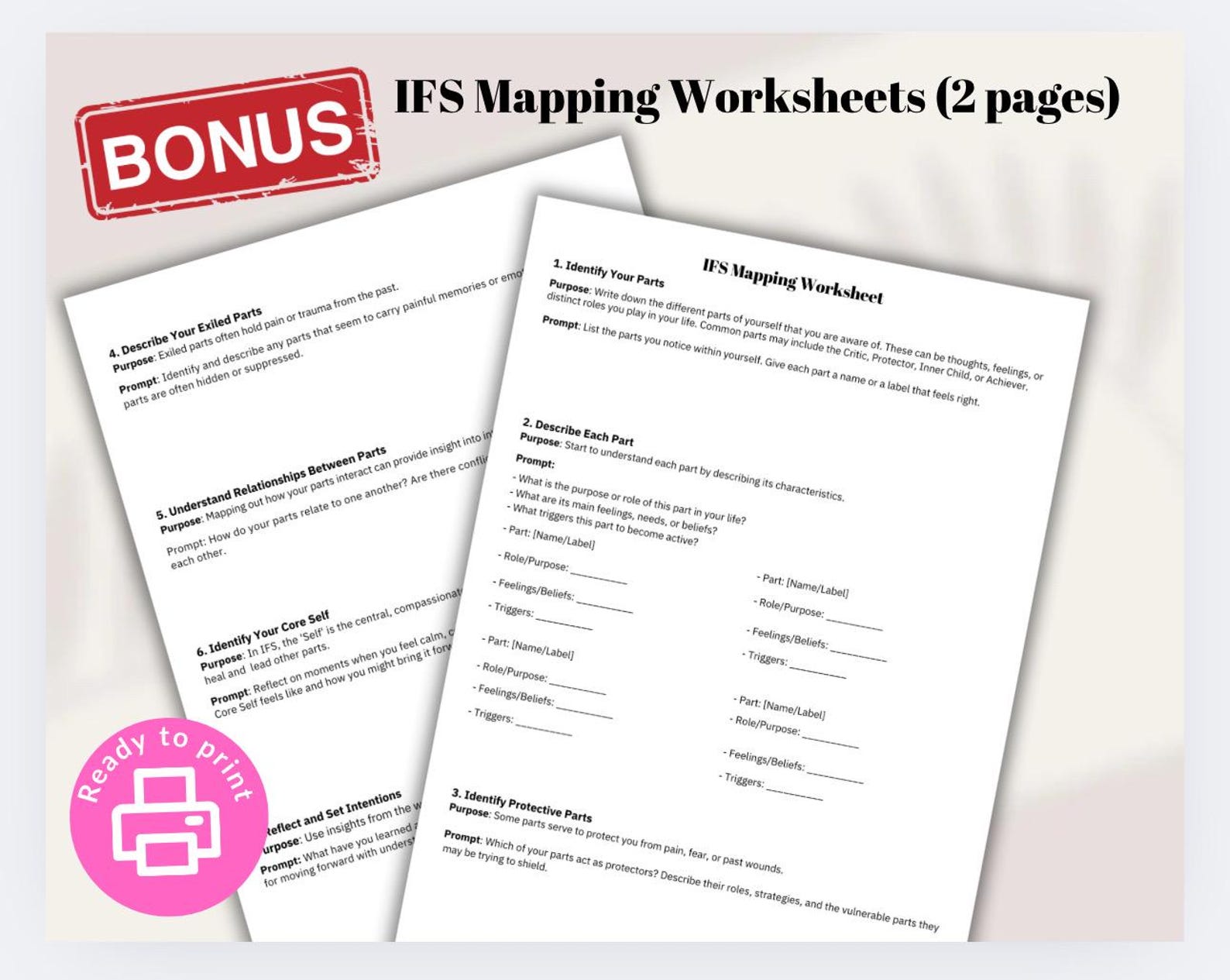 IFS Parts Work IFS Mapping My Parts Worksheet Internal Family System ...