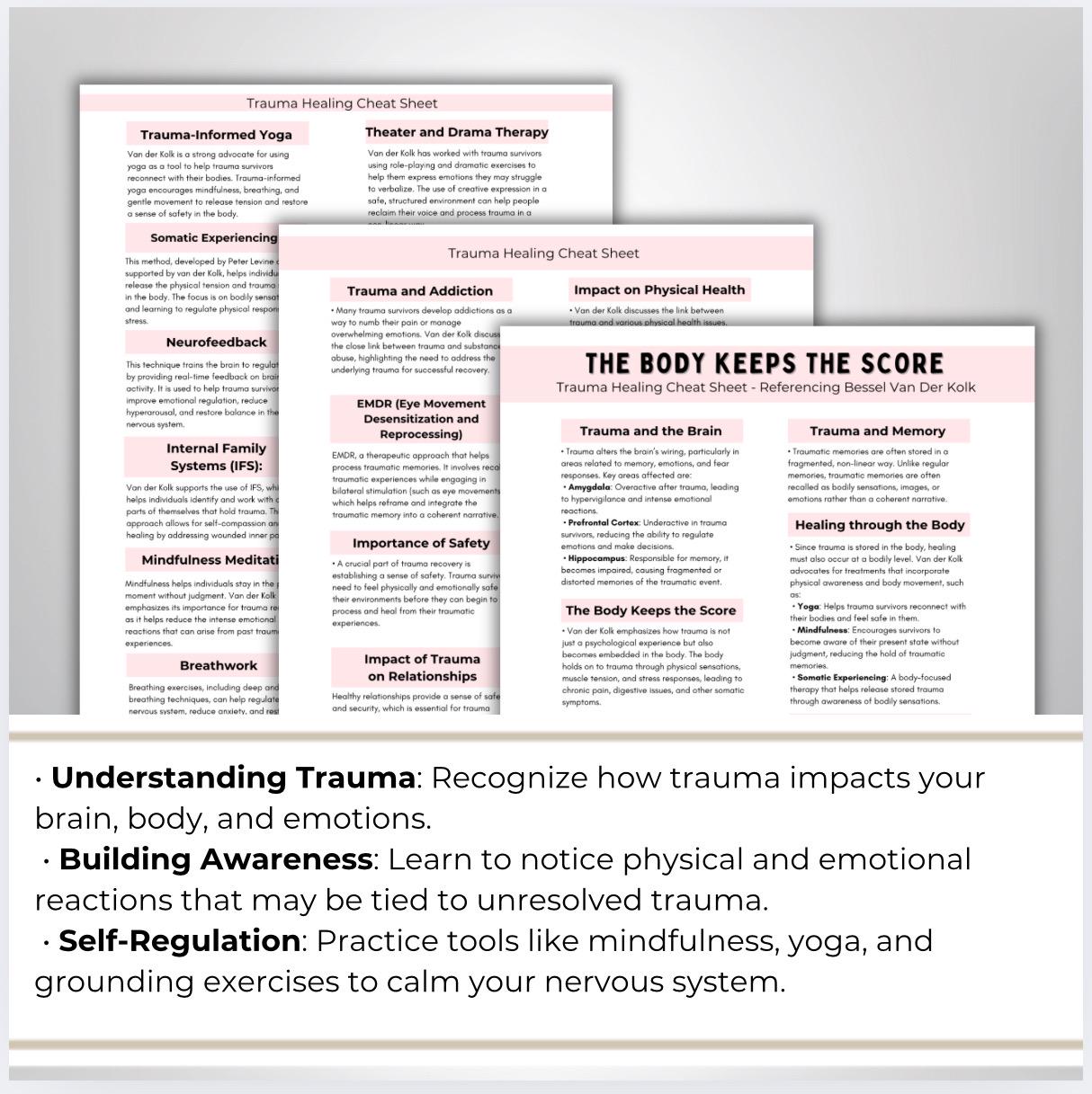 The Body Keeps the Score Cheat Sheet, Trauma Therapy (digital Download ...
