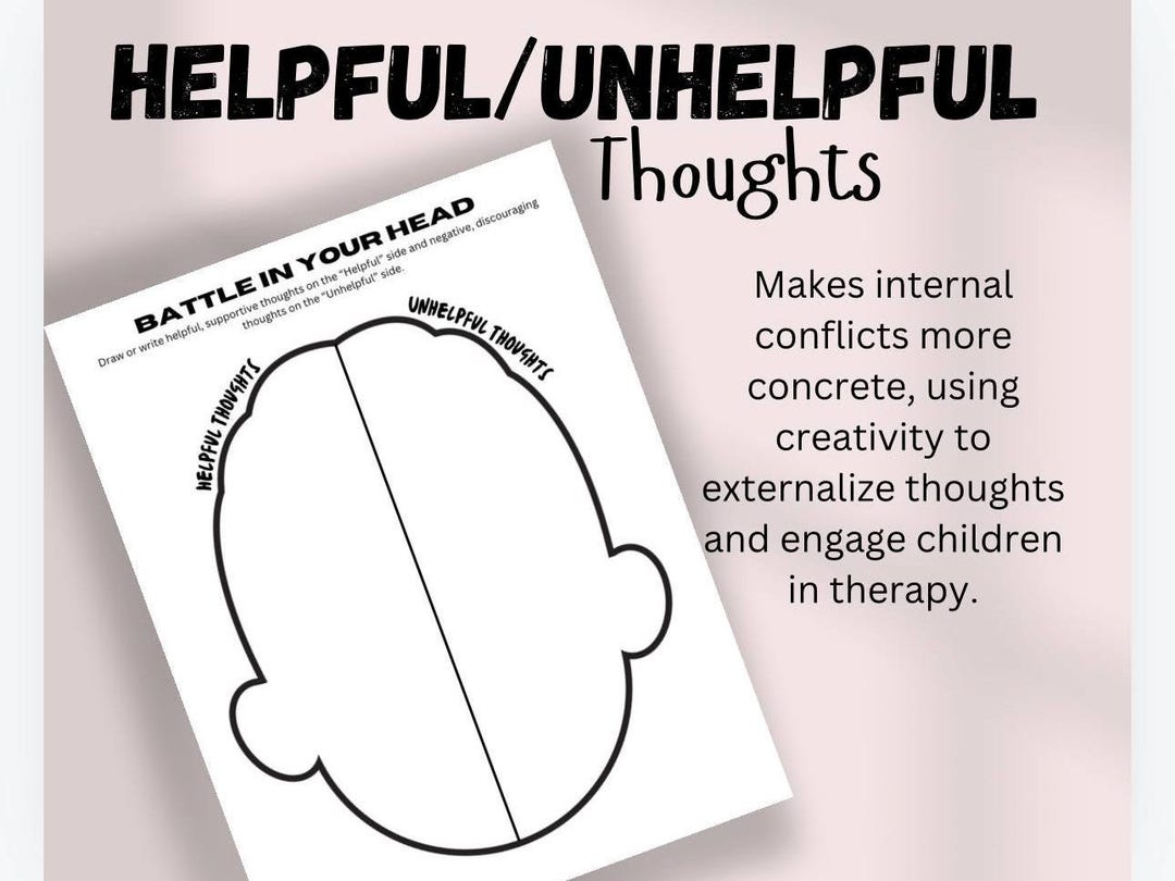 Thoughts Worksheet for Children Helpful and Unhelpful Thoughts ...