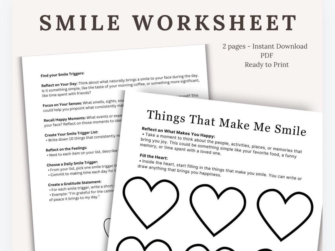 Make Me Smile Worksheet Things That Make Me Happy Therapy Worksheet ...