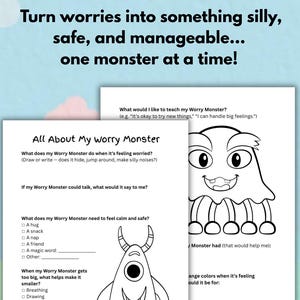 Worry Monster Activity Pack: Kids Anxiety & Emotion Regulation (PDF ...