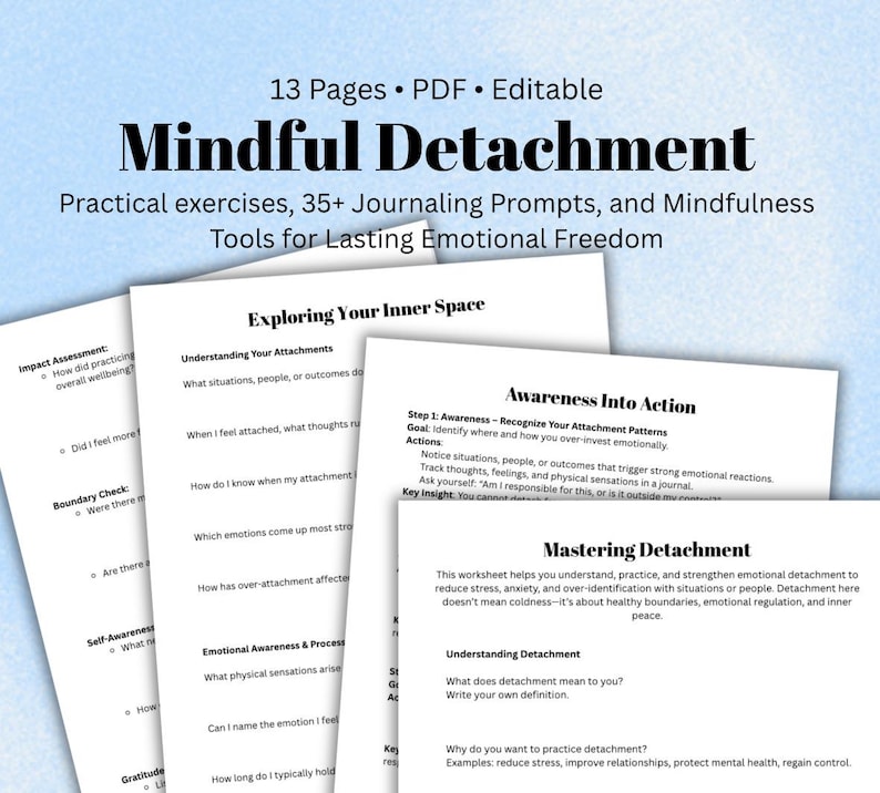 Mindful Detachment Journal Step-by-step Exercises for Emotional Clarity ...