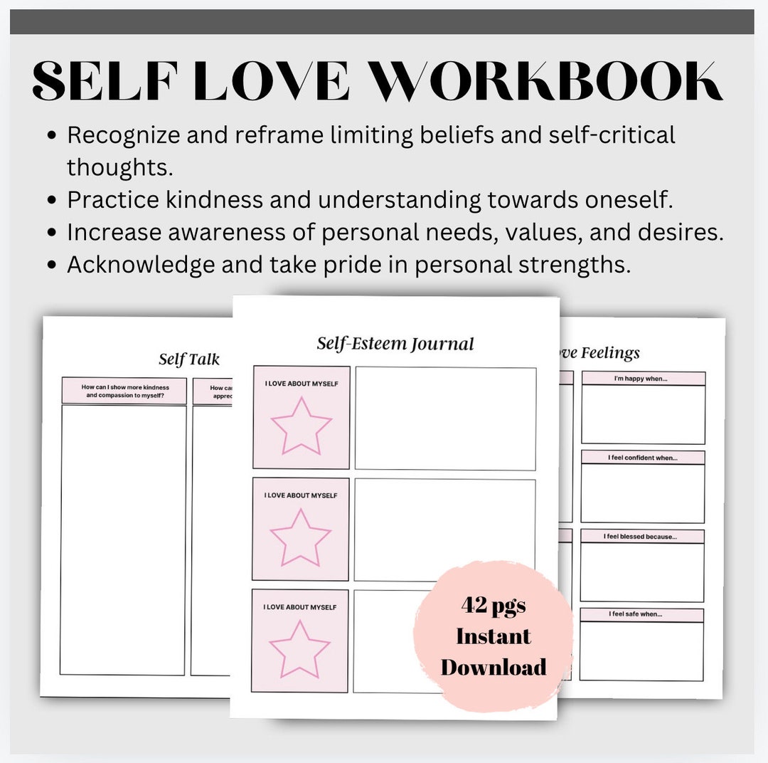 Self Love Workbook Self Esteem Builder Worksheets Emotional Regulation ...
