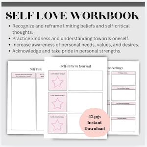 Self Love Workbook Self Esteem Builder Worksheets Emotional Regulation ...