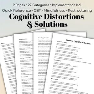 Cognitive Distortions Cheat Sheets Cognitive Distortions With Solutions ...