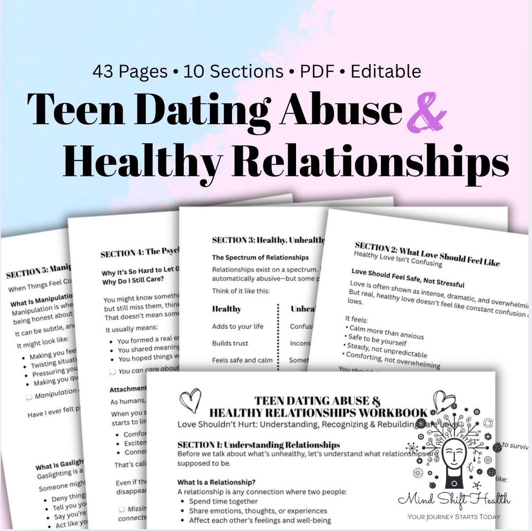 Teen Dating Abuse Workbook Healthy Vs Unhealthy Relationships Red Flags ...