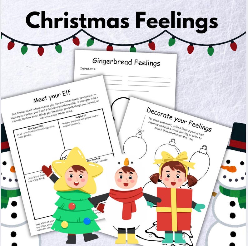 Christmas Feelings Activity Pages: Kids Holiday Worksheets (PDF) - Etsy
