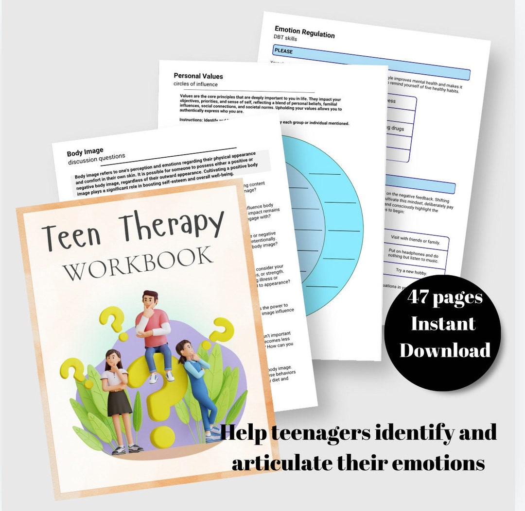 Teen Therapy Worksheets Counselling Resources Workbook Coping Skills ...