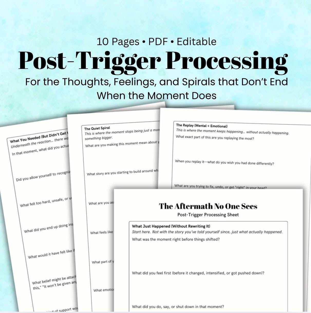 Post-trigger Processing Worksheet, Emotional Regulation, Anxiety Help ...
