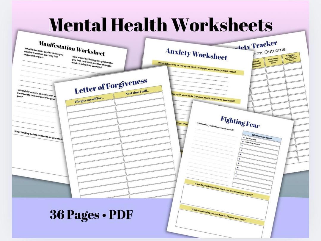 Therapy Journal Mental Health Tracking Sheets Therapy Worksheets Mental ...
