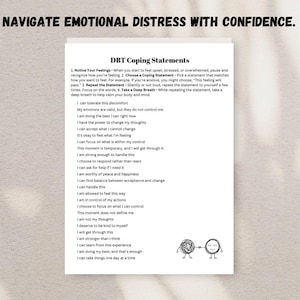 DBT Coping Statements Cheat Sheet Client Printout Coping Skills Radical ...