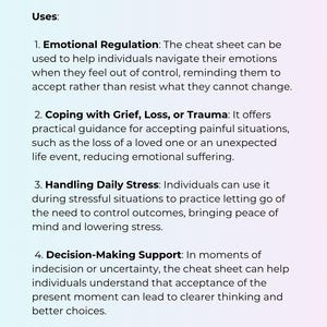 Radical Acceptance Cheat Sheet DBT Dialectical Behavioral Therapy ...