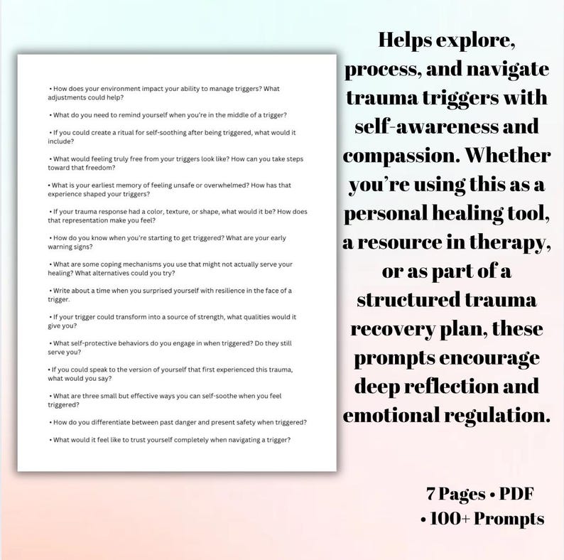 Trauma Triggers Journal Prompts | Emotional Healing, Processing Trauma ...
