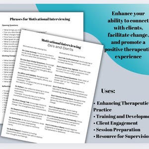 Motivational Interviewing Cheat Sheets for MI Therapist Manage Client ...